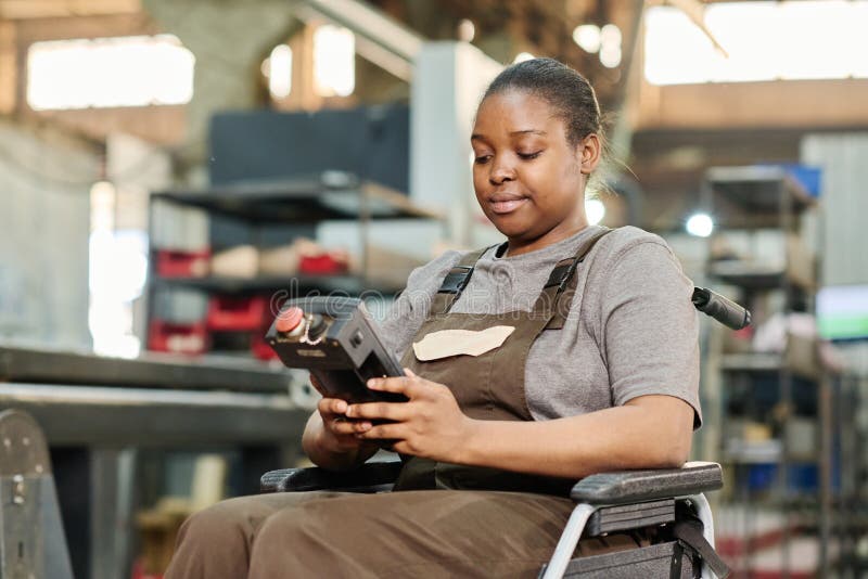 Operator with Disability Working at Machine Stock Image - Image of work ...