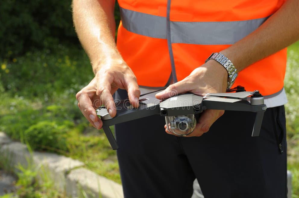 Operator Hands Adjusting Drone for Launching it Stock Image - Image of ...