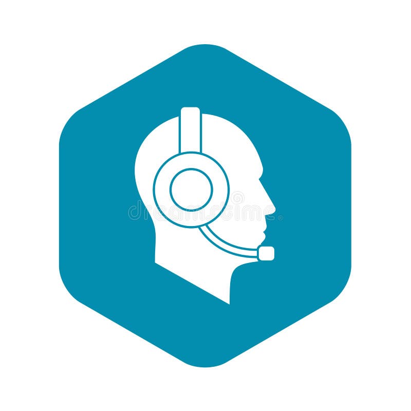Operator in Headset Icon, Simple Style Stock Vector - Illustration of ...