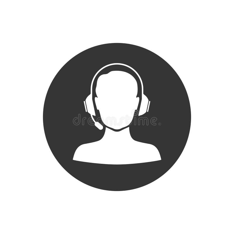 Operator Headset Vector Icon in Modern Flat Stock Vector - Illustration ...