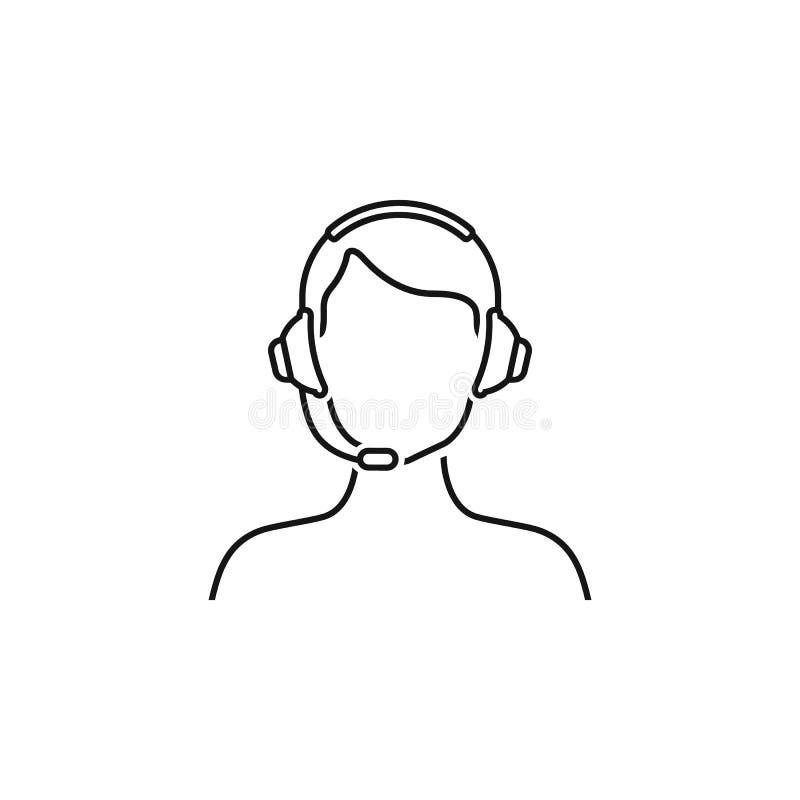 Operator Headset Vector Line Icon in Flat Style Stock Vector ...