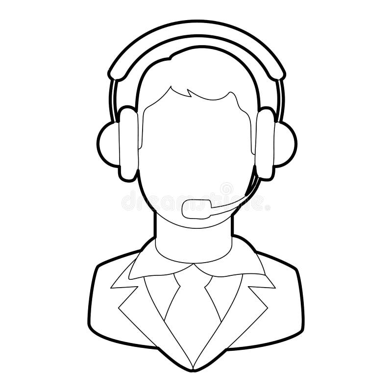Operator Icon, Outline Style Stock Illustration - Illustration of call ...