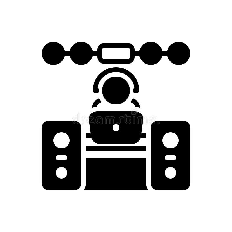 Black Solid Icon for Operator, Sound System and Music Stock Vector ...