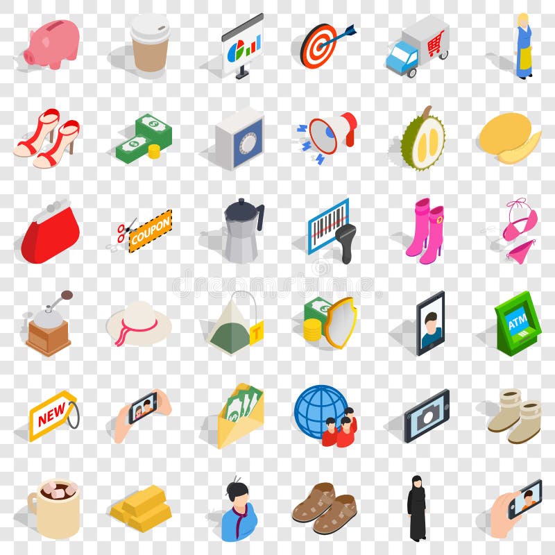 Operator Icons Set, Isometric Style Stock Vector - Illustration of ...