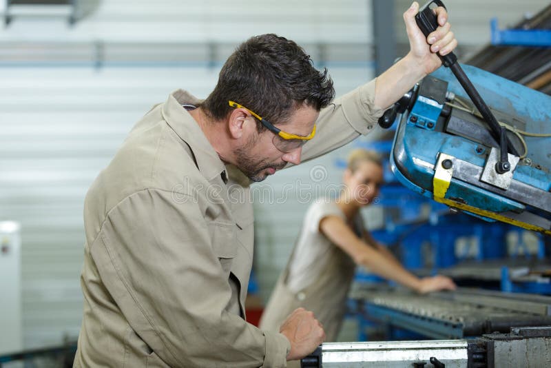 Operator Lowering Machine in Industrial Plant Stock Image - Image of ...