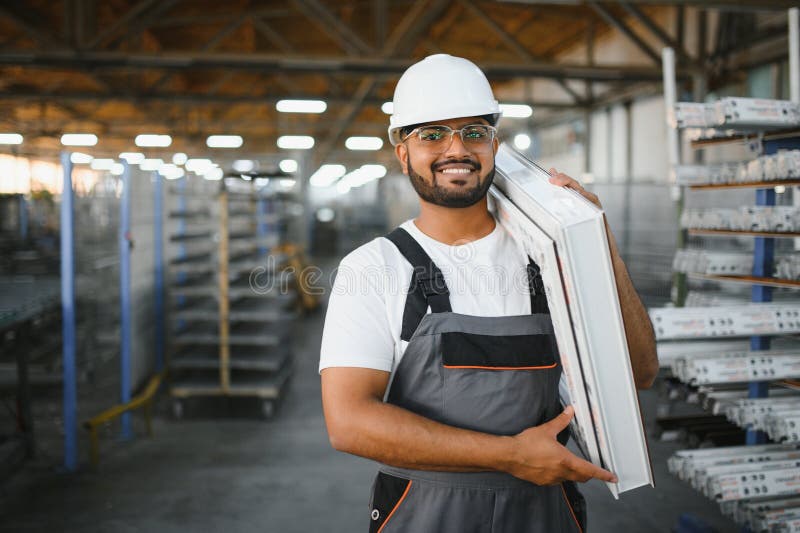 Operator of Machine. Industrial Worker Indoors in Factory Stock Photo ...