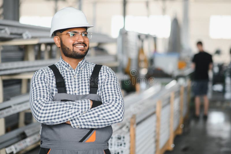 Operator of Machine. Industrial Worker Indoors in Factory Stock Photo ...