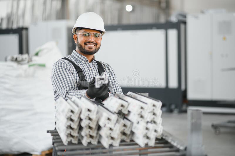 Operator of Machine. Industrial Worker Indoors in Factory Stock Image ...