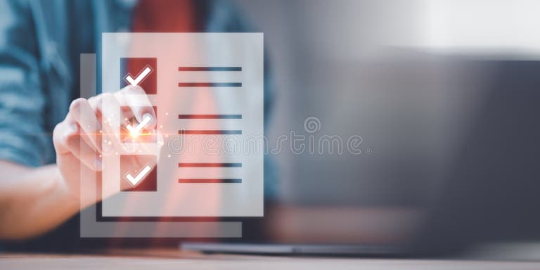 Operator Makes Mark on the Survey Topic ,Checklist with Checkmarks and ...