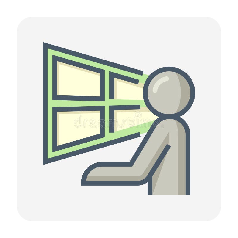 Operator Man and Computer Vector Icon Design. 64x64 Pixel Perfect and ...