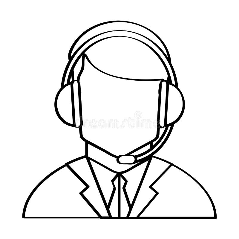 Operator Man with Headphone Design Stock Vector - Illustration of ...