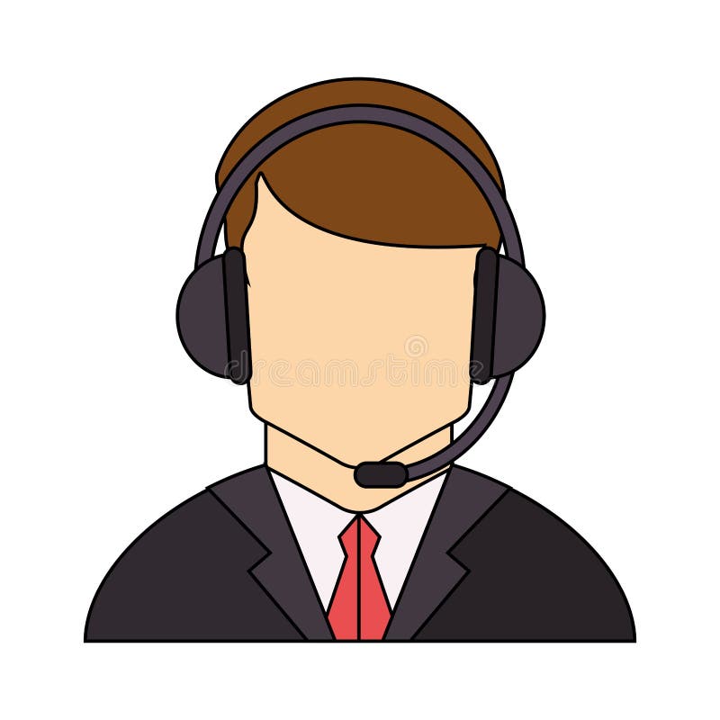 Operator Man with Headphone Design Stock Vector - Illustration of ...
