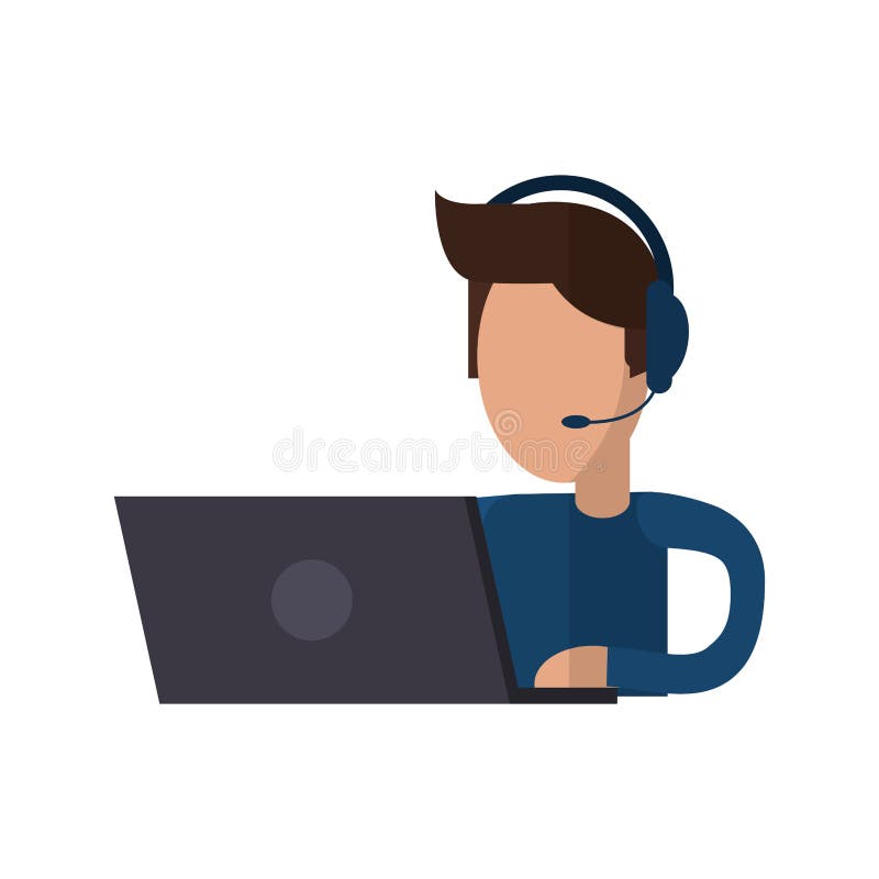 Operator Man with Laptop Design Stock Vector - Illustration of service ...