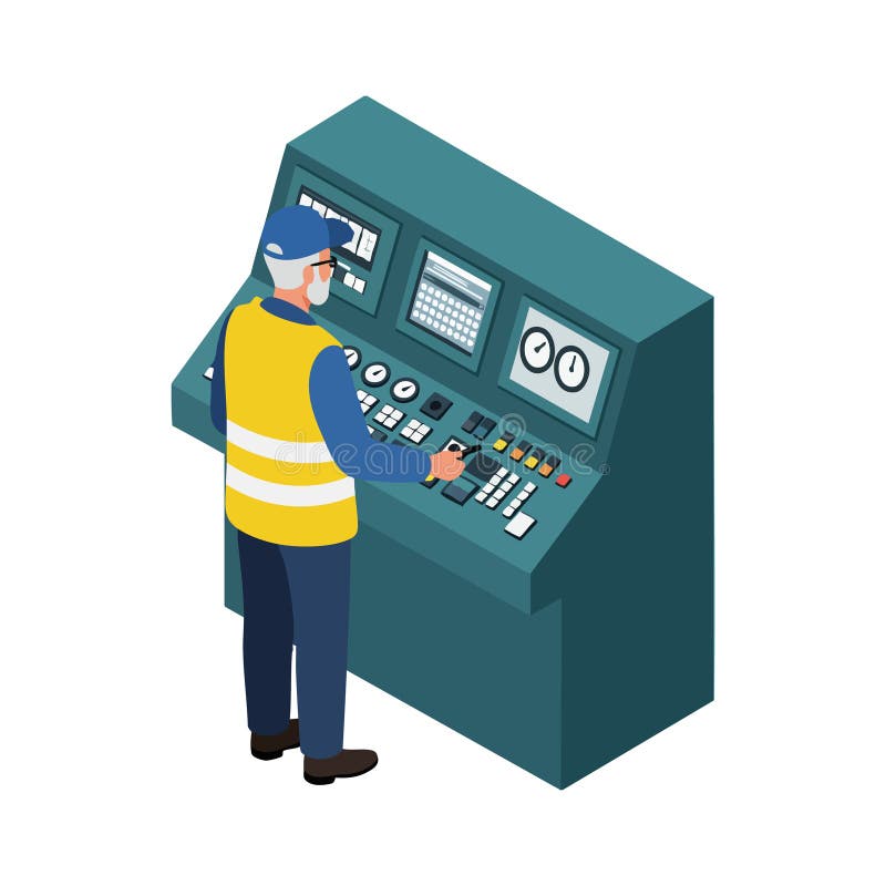 Operator Controlling Machinery in Industrial Setting with Safety Vest ...