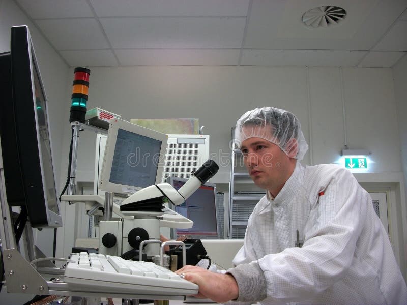 The Operator with the Silicon Wafer Stock Image - Image of factory ...