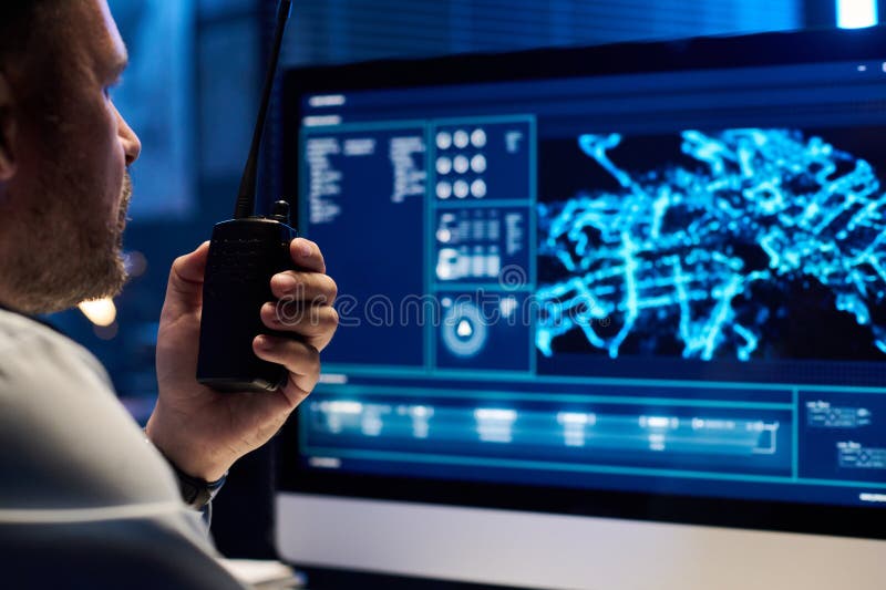 Operator of Military Command Center Stock Image - Image of blue, mature ...