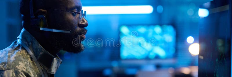 Operator of Military Command Center Stock Image - Image of office ...