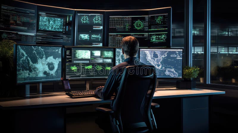 Operator Plant Control Room Stock Illustration - Illustration of safety ...