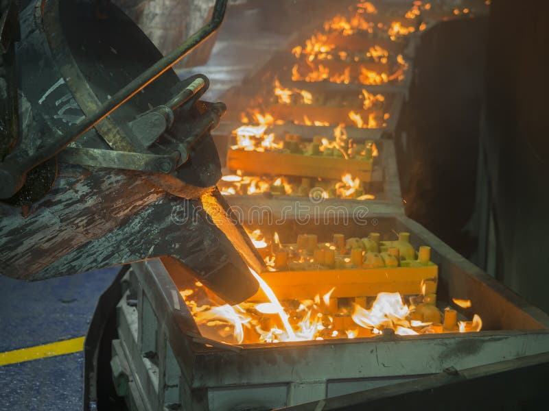 Operator Pouring Moltem Metal in Mold Stock Image - Image of heavy ...