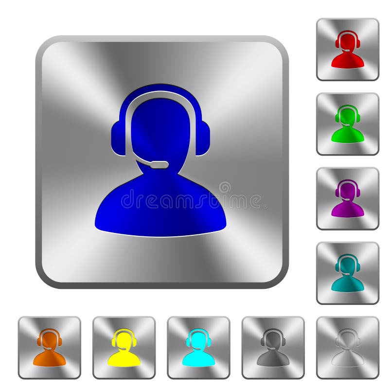 Operator Rounded Square Steel Buttons Stock Vector - Illustration of ...