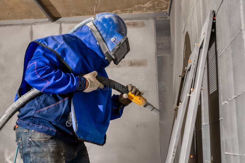 Sandblasting stock photo. Image of laboring, dust, metal - 21417862