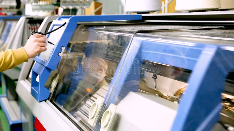 Operator Setting Automatic Knitting Machine Stock Footage - Video of ...