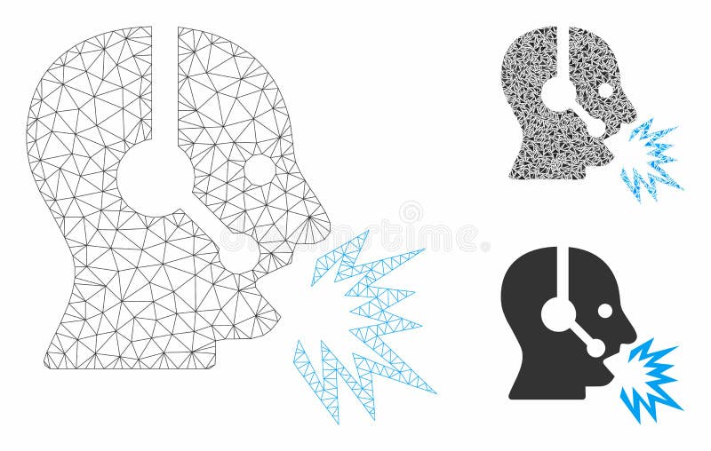 Operator Shout Vector Mesh 2D Model and Triangle Mosaic Icon Stock ...
