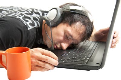 Operator Sleeping on Keyboard Stock Image - Image of communications ...