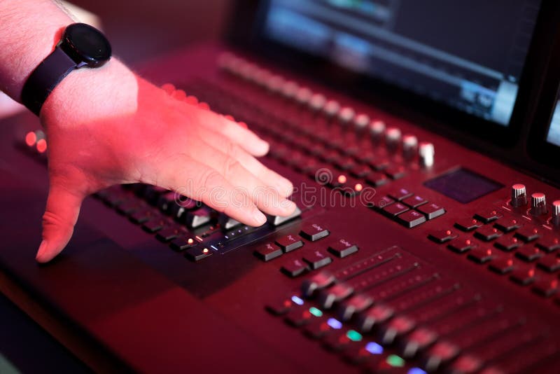 Operator at the Stage Lighting Control Console Stock Image - Image of ...