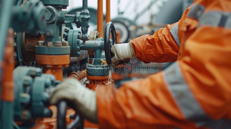 An Operator Stands at the Controls of a Large Oil Tanker Carefully ...
