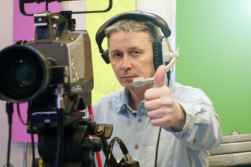 The Operator in the Studio. Stock Photo - Image of camcorder, action ...