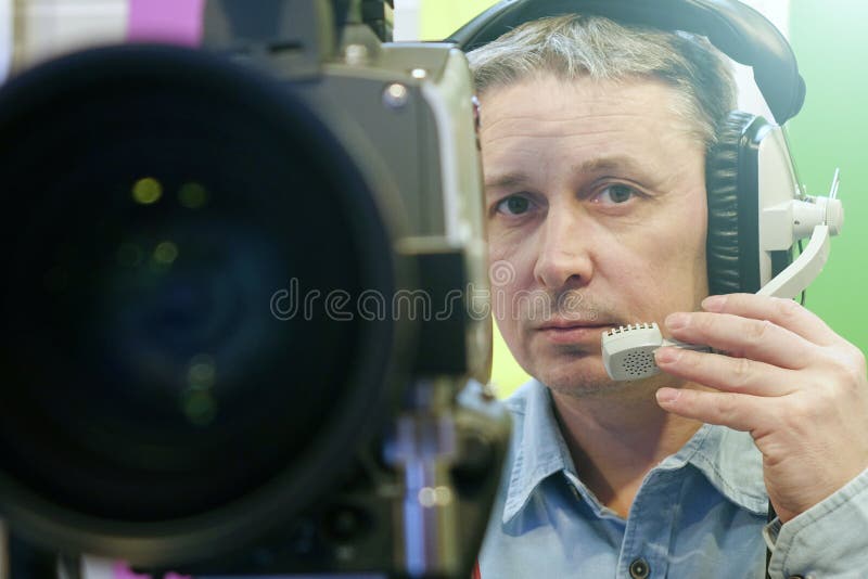 The Operator in the Studio. Stock Photo - Image of gadget, display ...