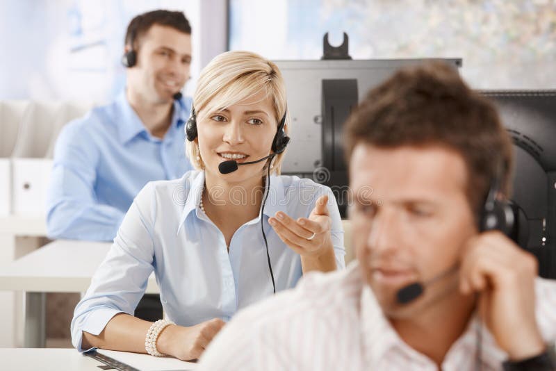 Operator Talking on Headset Stock Photo - Image of headset, desk: 13303406