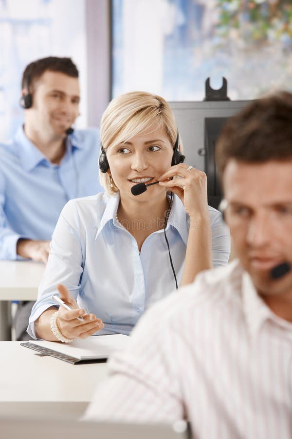 Operator Talking on Headset Stock Photo - Image of hotline, headphones ...