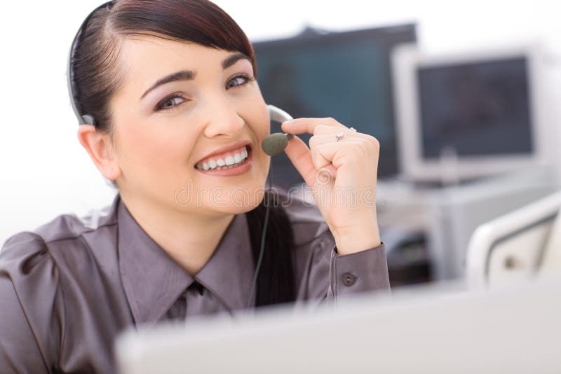 Operator Talking on Headset Stock Image - Image of face, dressed: 7908849
