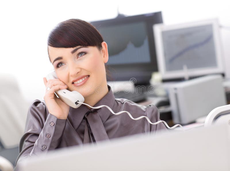 Operator talking on phone stock image. Image of attractive - 7908821