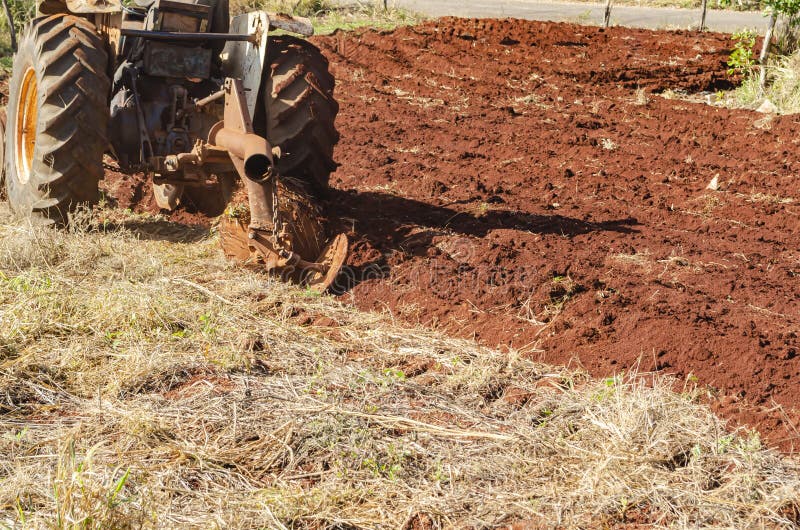 Back of Tractor Plowing Land for Farm Stock Photo - Image of harrow ...