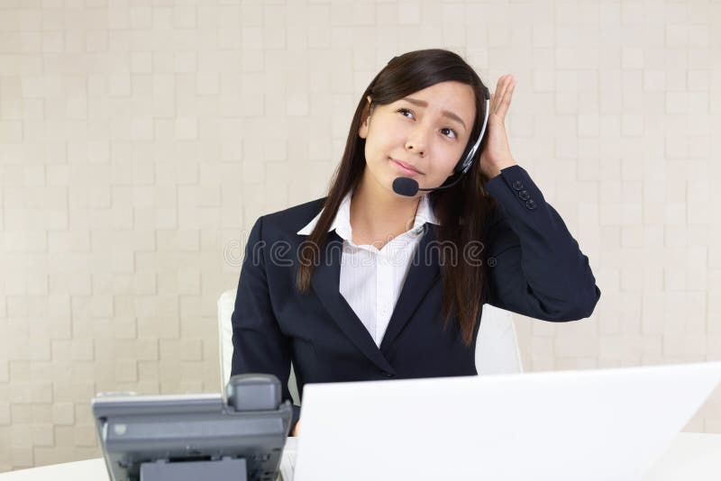 Operator with an Uneasy Look Stock Photo - Image of depressed ...