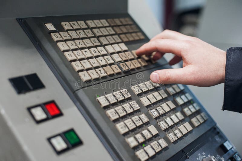 Operator Use Hand Turns Dial Switch Control at Panel for Adjust ...