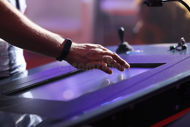 Operator Screen Printing Looks Ctp Film Stock Photo - Image of lupe ...