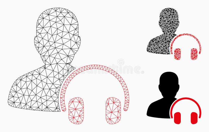 Operator Vector Mesh 2D Model and Triangle Mosaic Icon Stock Vector ...