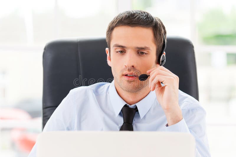 Operator at work. stock photo. Image of laptop, confident - 41192546