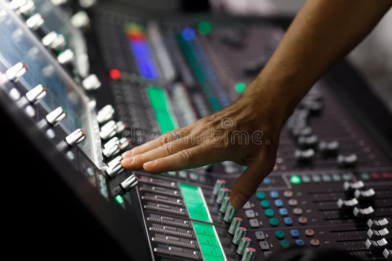 Operator Working with Audio Mixer Control Panel Stock Photo - Image of ...