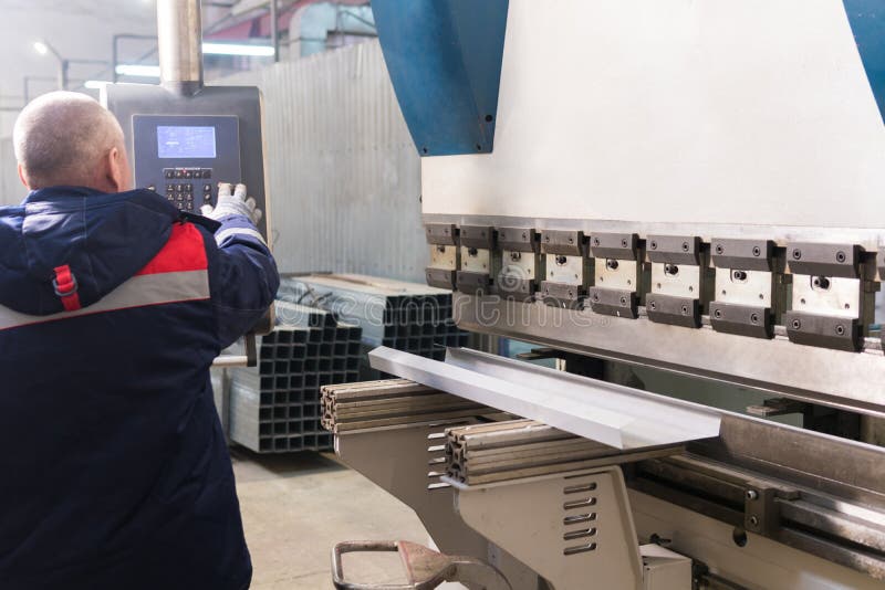 Operator Working Cut and Bending Metal Sheet by High Precision Metal ...