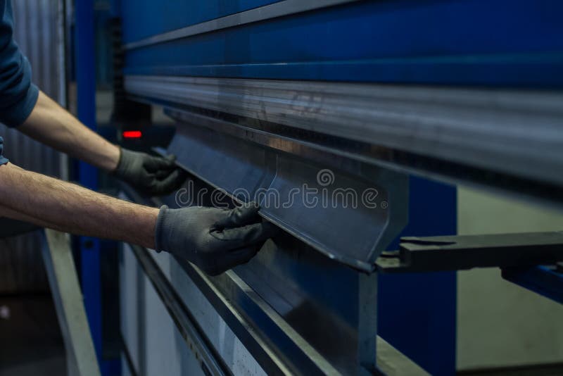 Operator Working Cut and Bending Metal Sheet Stock Image - Image of ...