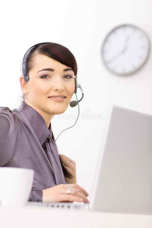 Operator working on laptop stock photo. Image of collar - 7941304