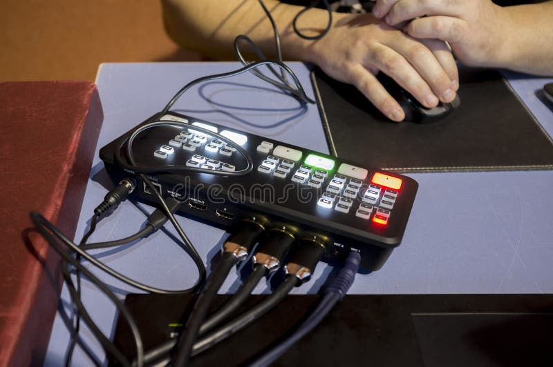 Operator Working with Live Multicamera Stream Switcher Stock Image ...