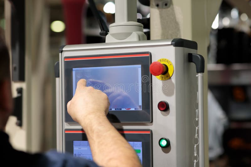 Operator Working with Touchscreen Control Panel Stock Photo - Image of ...