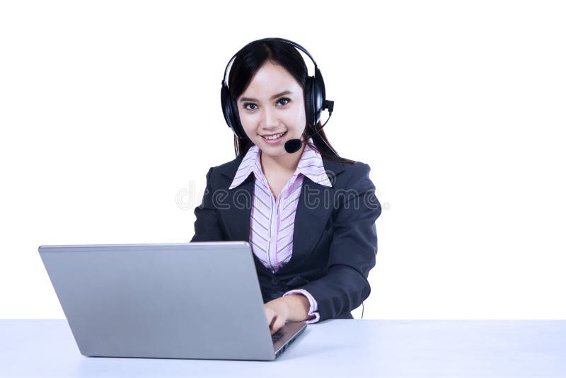 Operatore Dell'help-line Con Il Computer Portatile Immagine Stock ...