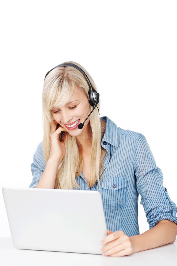 Operatore Di Call Center Allegro Fotografia Stock - Immagine di ufficio ...